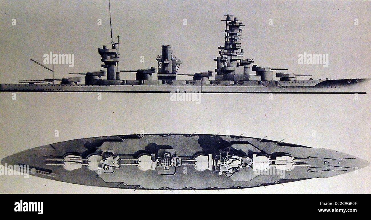 Japanese battleship Fuso, diagrams, 1938 (26367552384 Stock Photo - Alamy