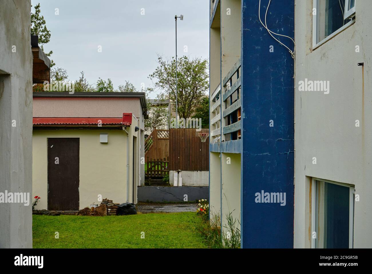 Architectural details and lush garden scenery in west Kópavogur, 50s ...