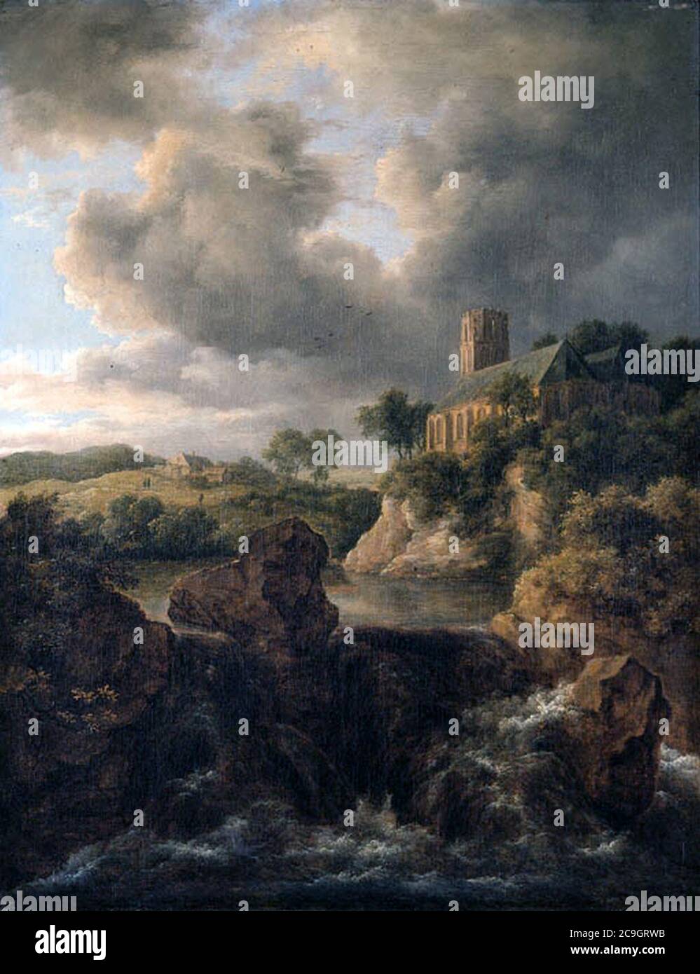 Jacob van Ruisdael - Waterfall with Church d1361025x Stock Photo - Alamy