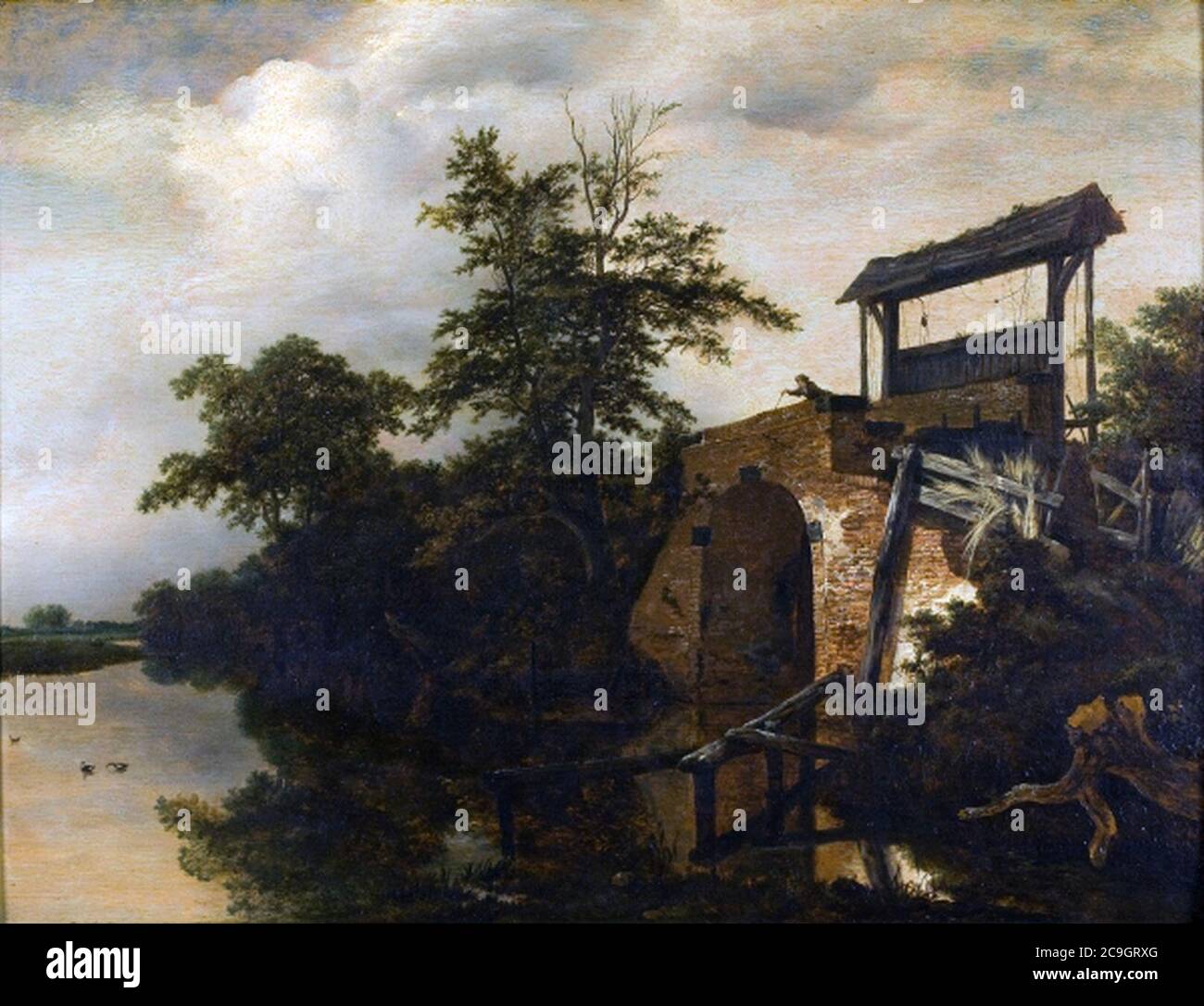 Jacob van Ruisdael - Landscape with Sluice Stock Photo - Alamy