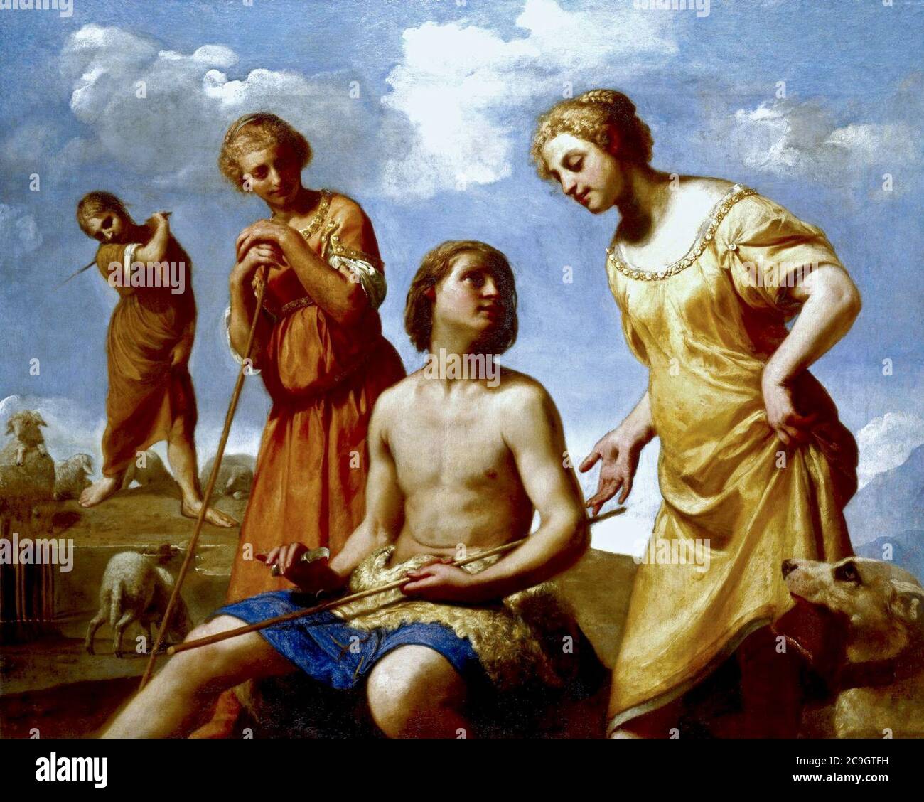 Jacob Peeling the Rods by Cagnacci Stock Photo - Alamy