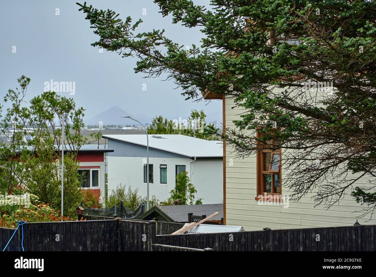 Architectural details and lush garden scenery in west Kópavogur, 50s ...