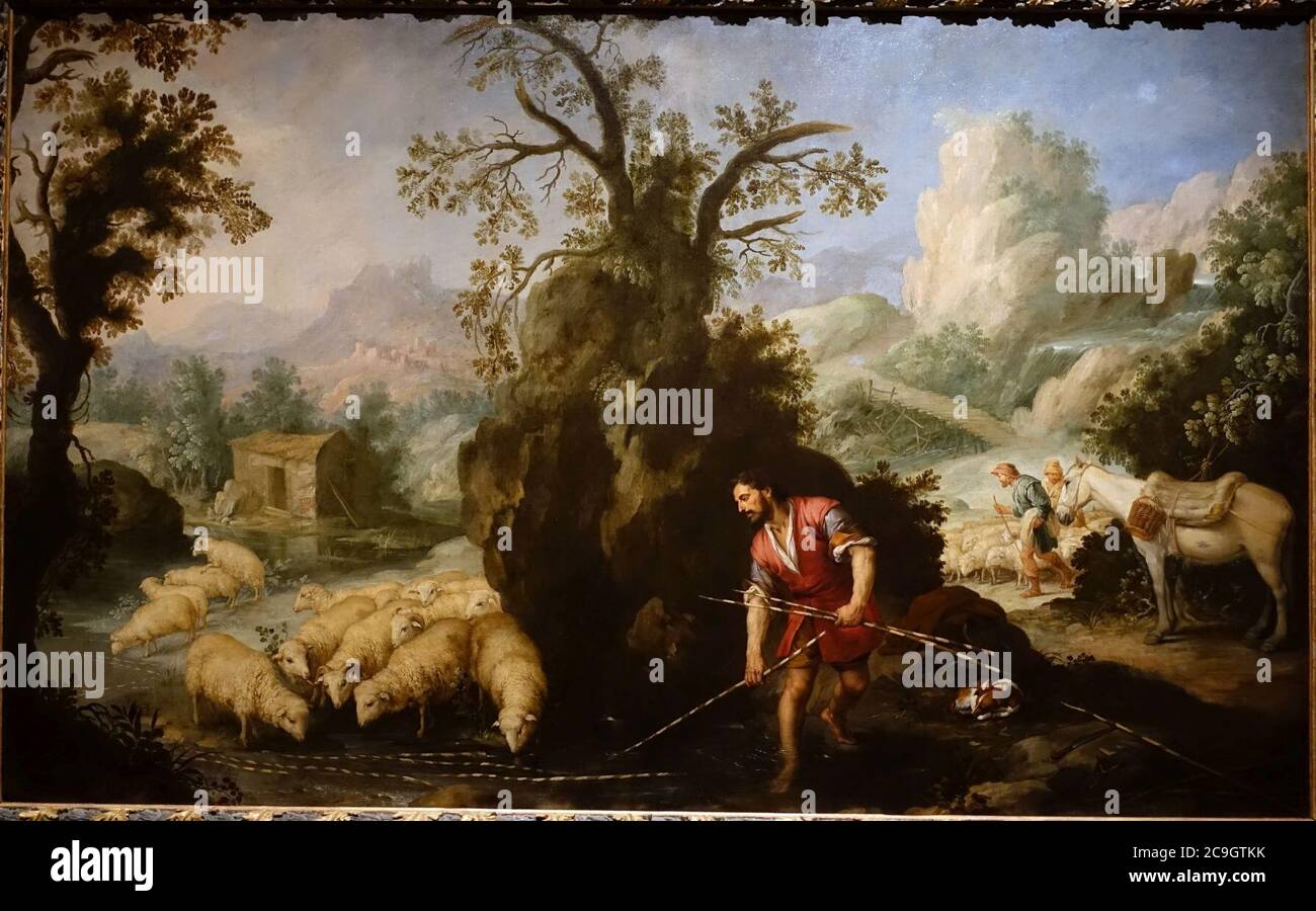 Jacob Laying Peeled Rods before the Flocks of Laban, by Bartolome ...