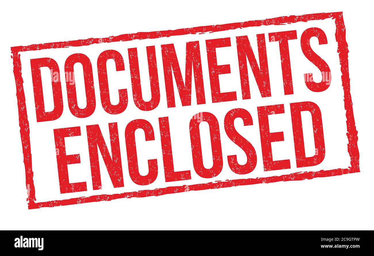Documents enclosed sign or stamp on white background, vector ...