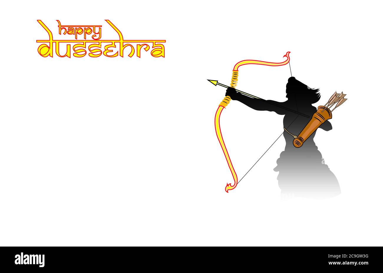 Vector Illustration of bow, arrow, and Lord Rama. Greeting card with ...