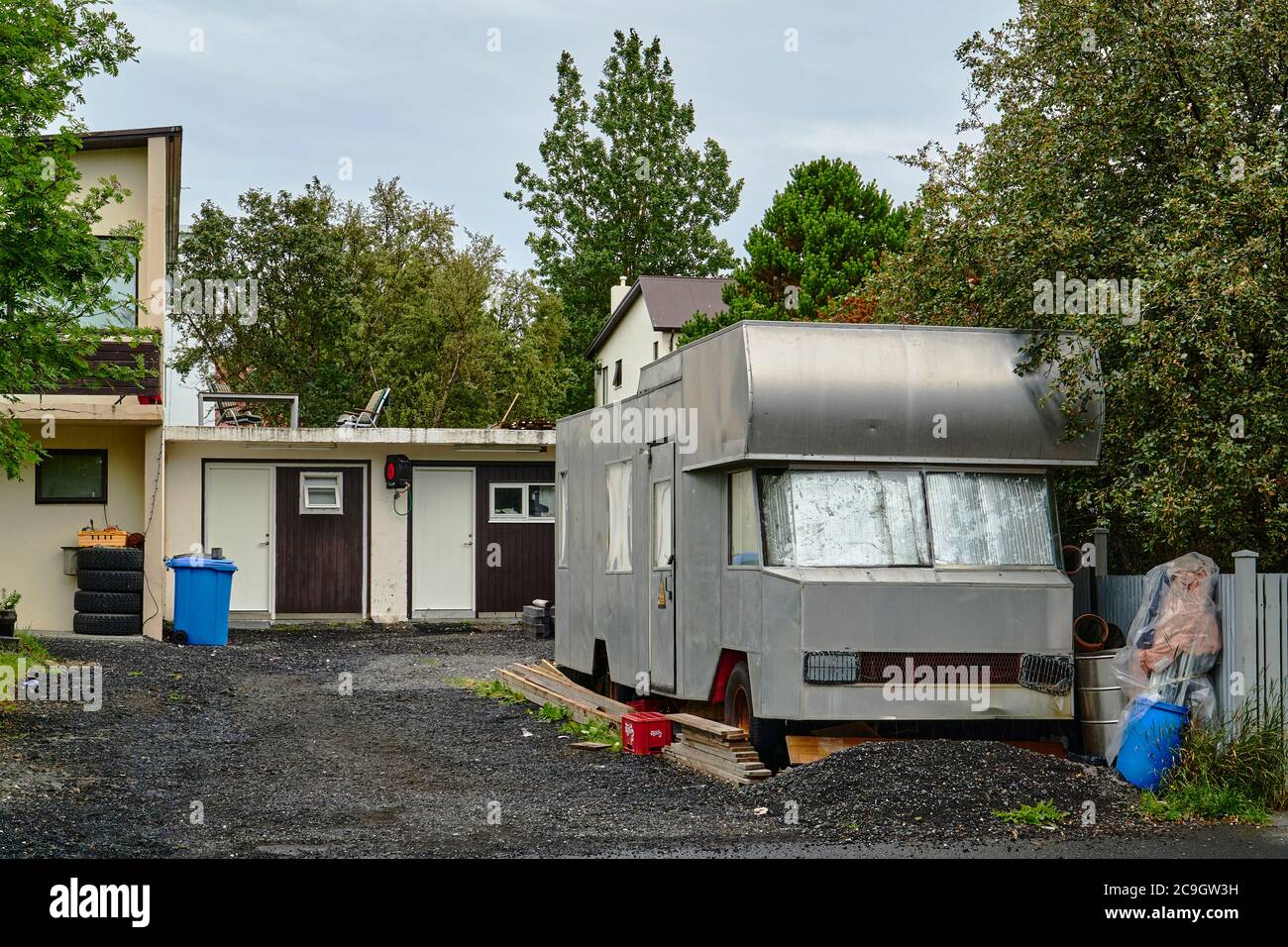 Architectural details and lush garden scenery in west Kópavogur, 50s ...