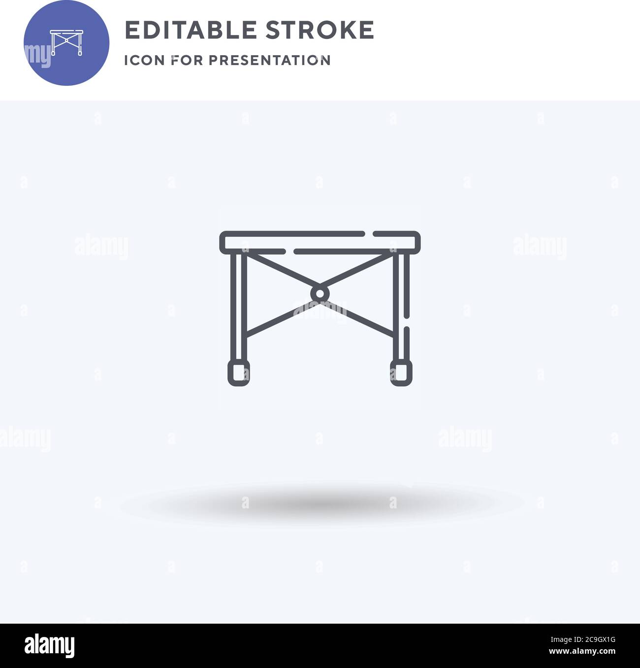 Folding Table icon vector, filled flat sign, solid pictogram isolated ...
