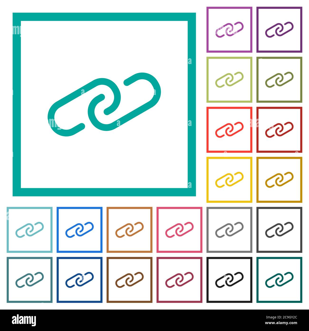 Paperclip flat color icons with quadrant frames on white background ...