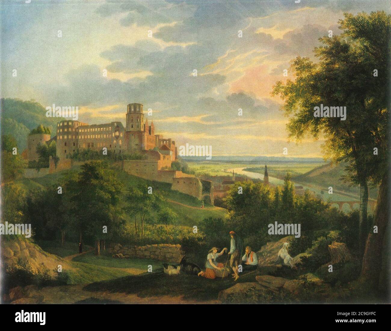 Jakob Wilhelm Roux, Heidelberger Landschaft mit dem Schloss Stock Photo ...
