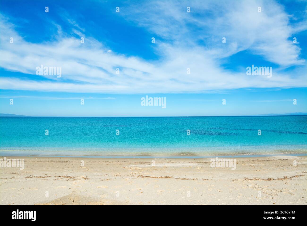 Turquoise water and white sand in Fiume Santo beach. Sardinia, Italy ...