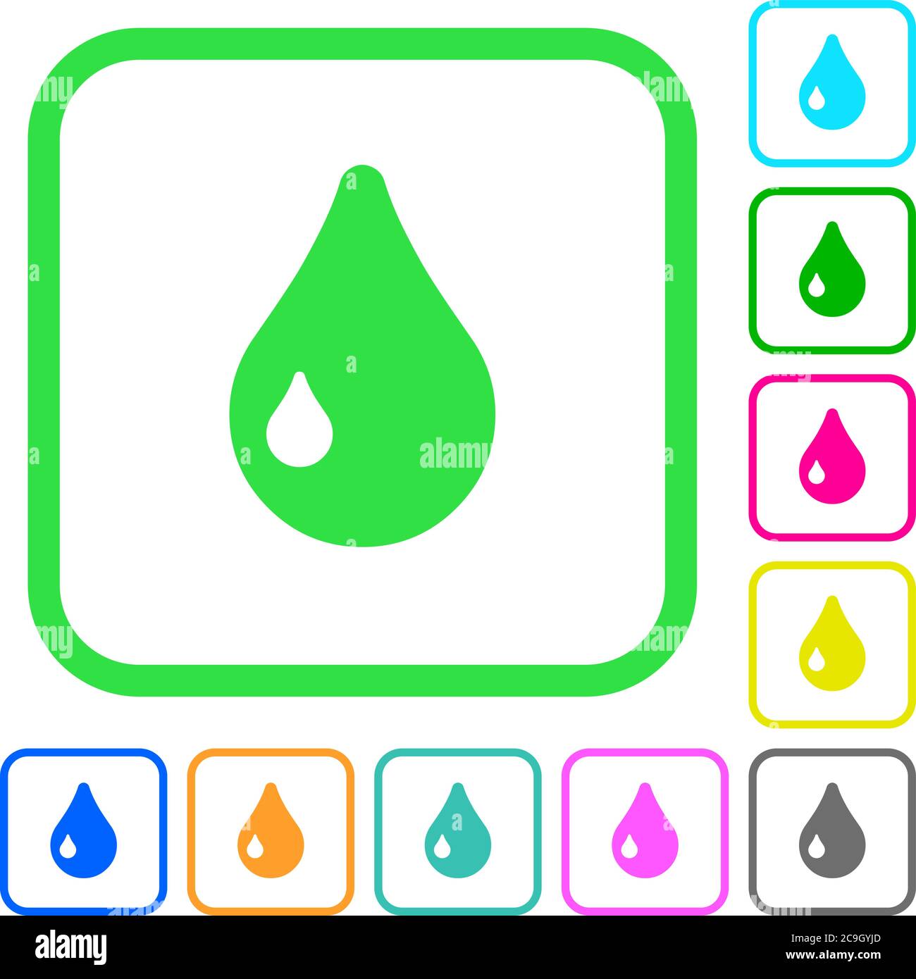 Drop vivid colored flat icons in curved borders on white background ...