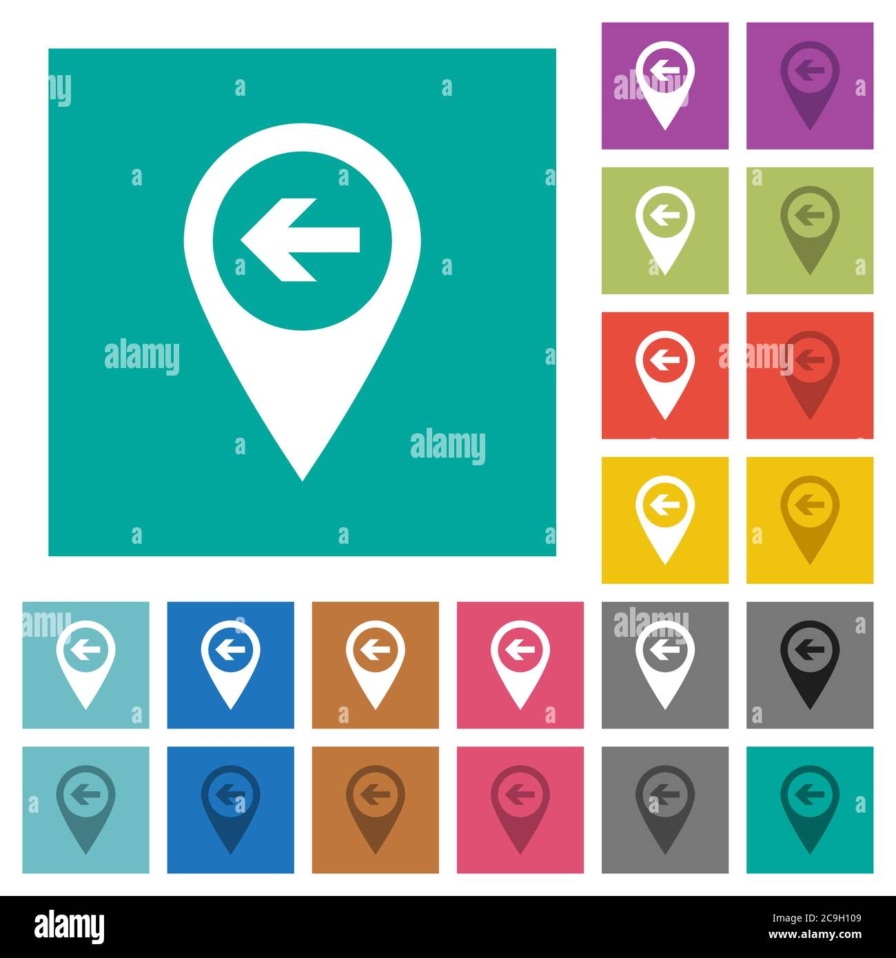 Previous target GPS map location multi colored flat icons on plain ...