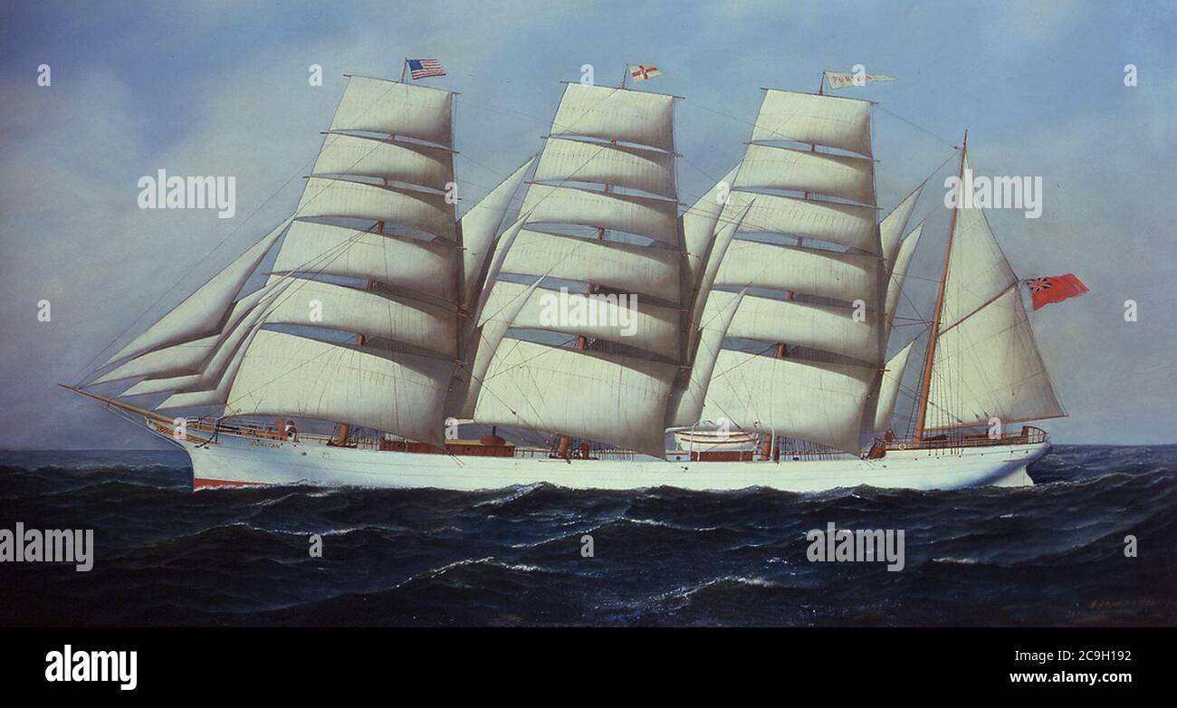 Antonio Jacobsen - The four-masted barque ‥9APuritan‥98 Stock Photo - Alamy