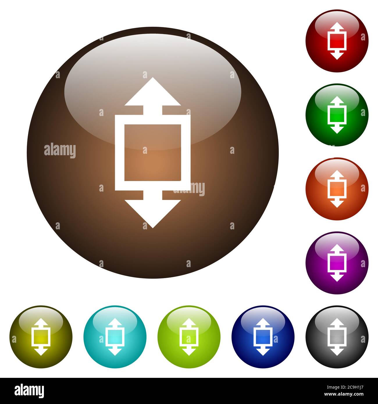 Height tool white icons on round color glass buttons Stock Vector Image ...