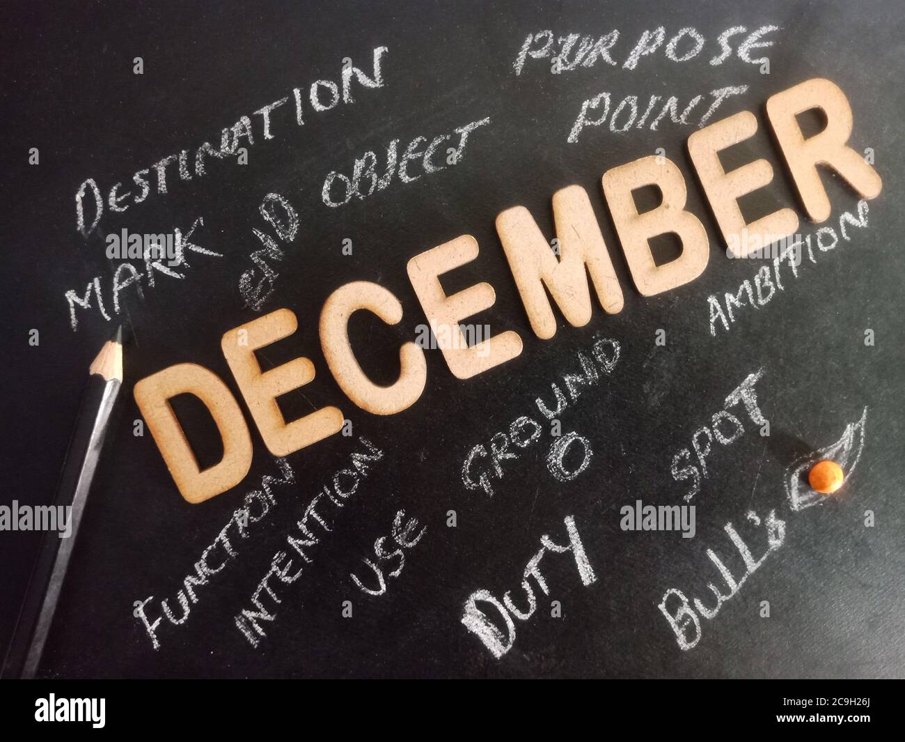 December word presented with multiple business related terminology on ...