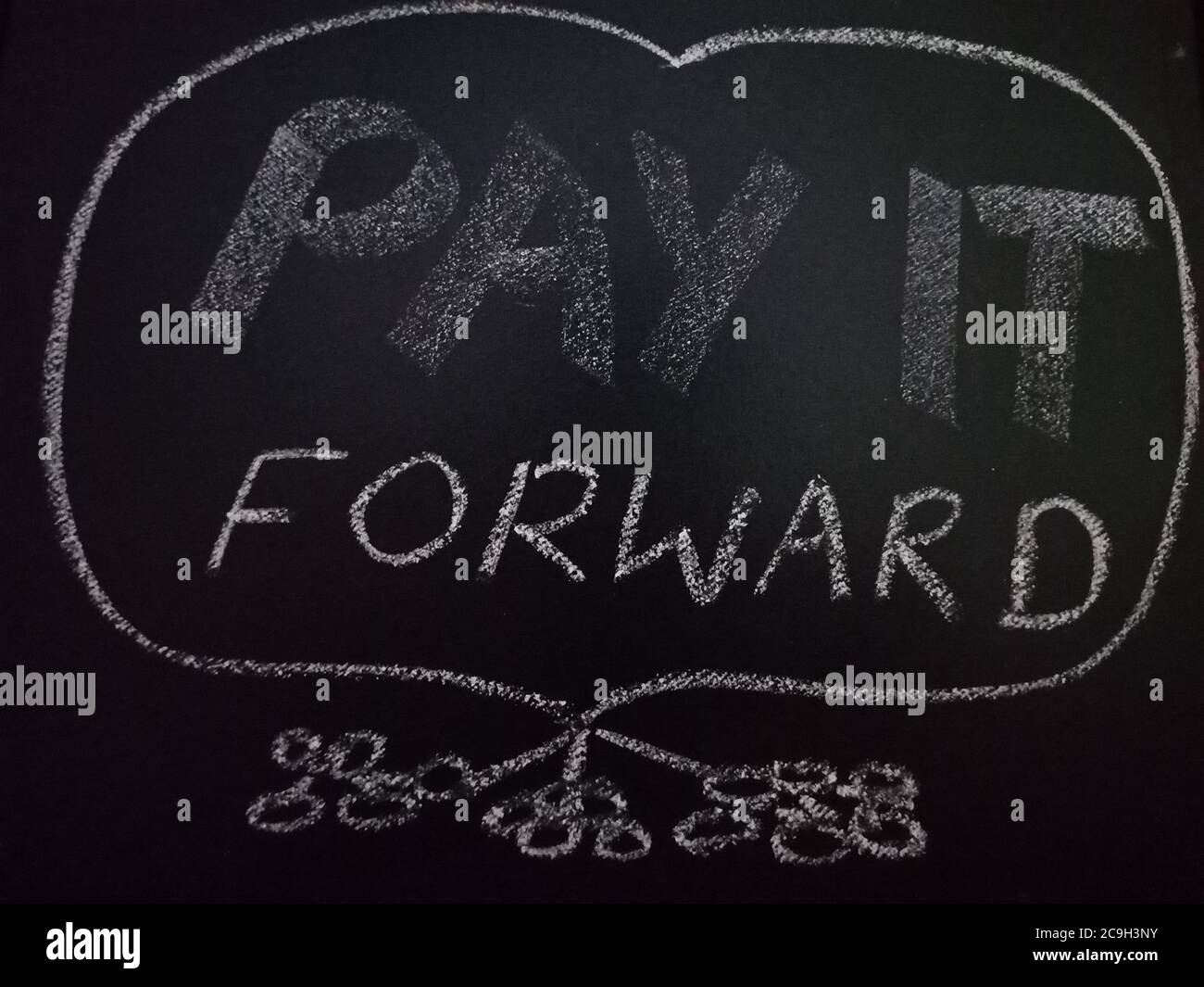 Pay it forward word presented on chalkboard with school educational ...