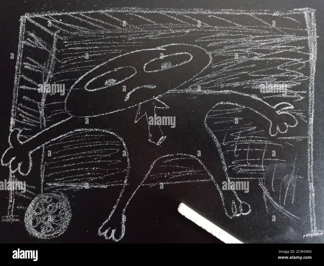 Official executive cartoon art drawing on chalkboard for kid education ...