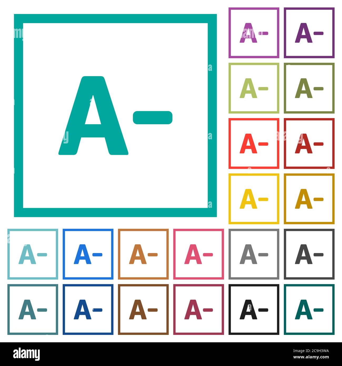 Decrease font size flat color icons with quadrant frames on white ...