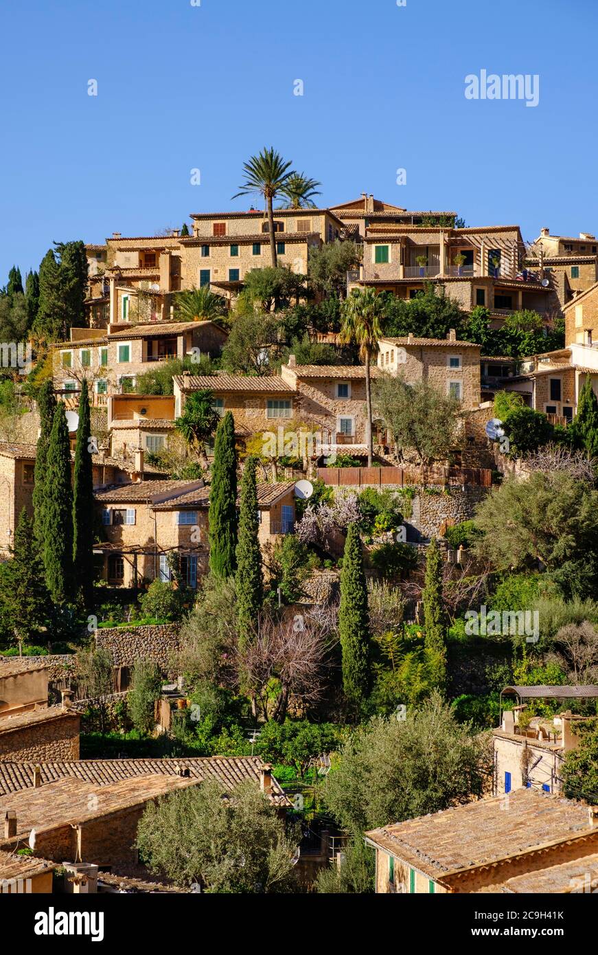 Village of Deia, Serra de Tramuntana, Majorca, Balearic Islands, Spain ...