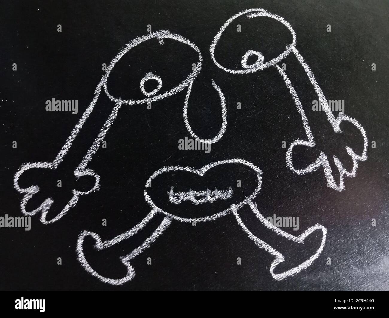 Funny walking cartoon art drawing on chalkboard for kid education ...