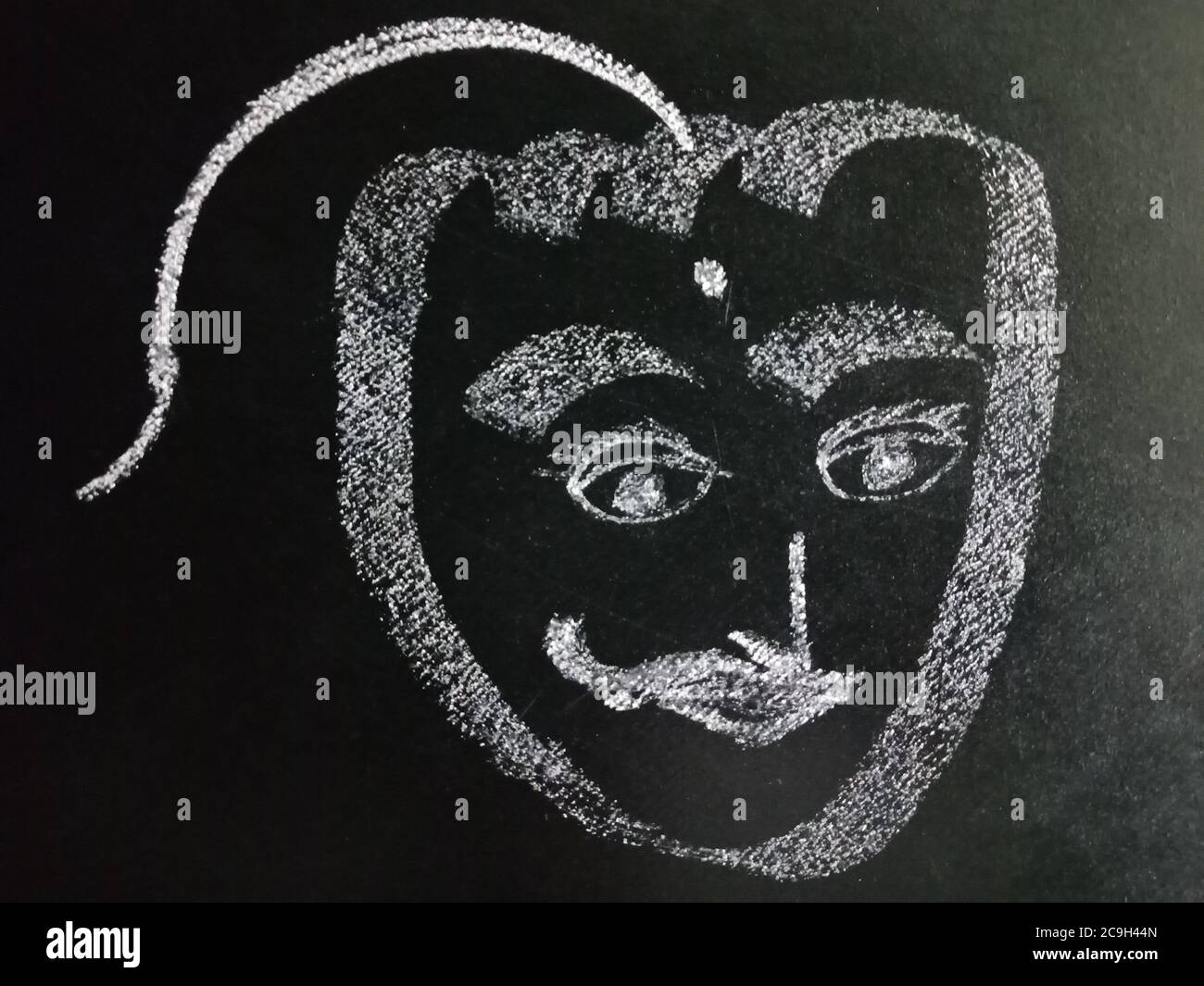 Funny brahmin cartoon art drawing on chalkboard for kid education ...
