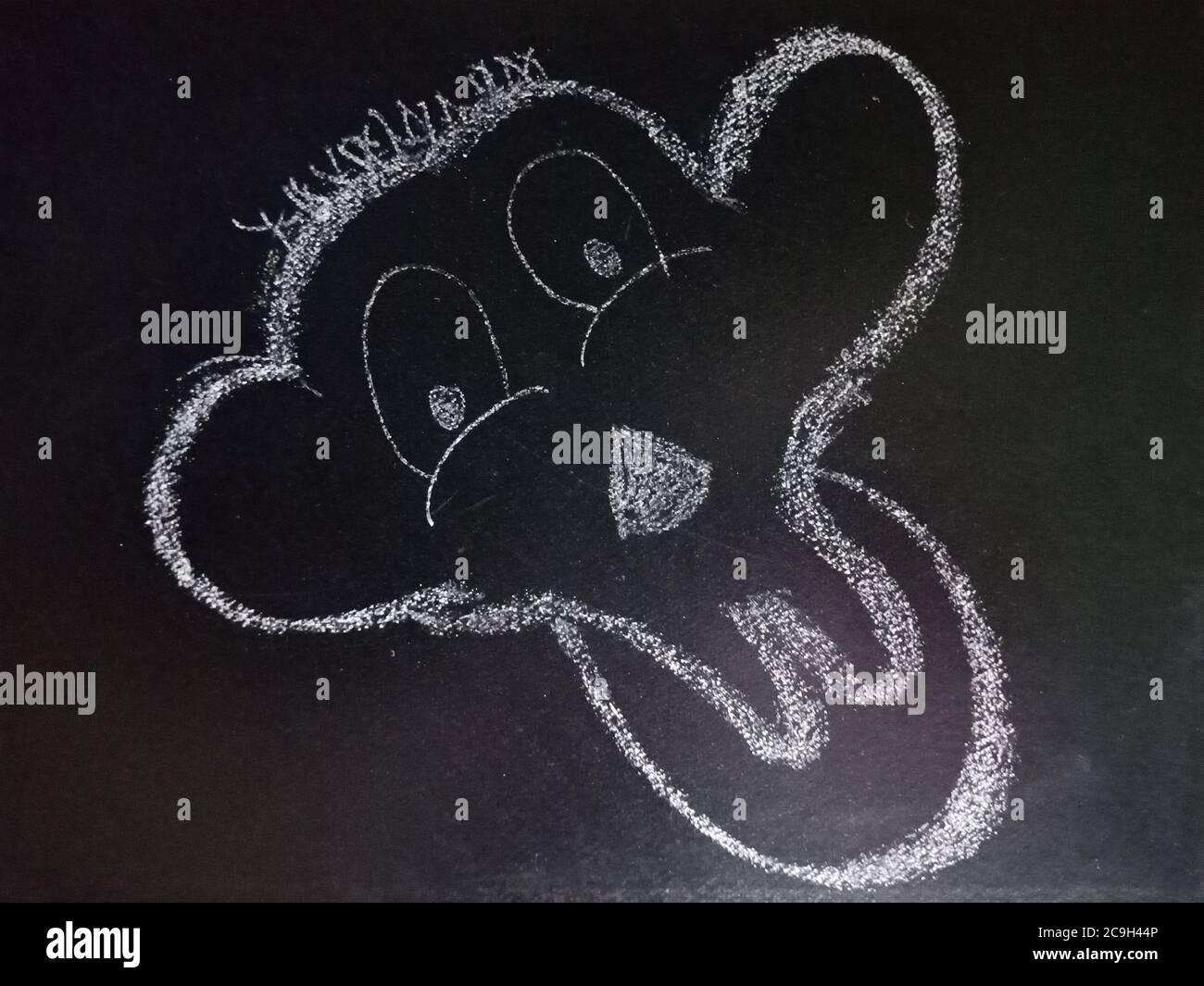 Funny monkey cartoon art drawing on chalkboard for kid education ...