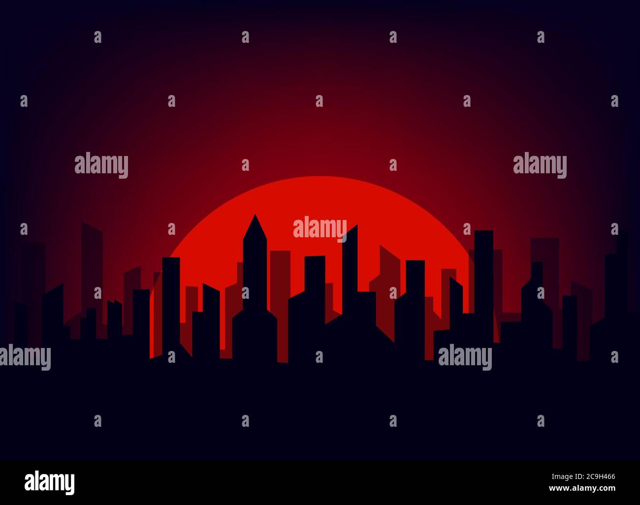 Sunset behind tall building Stock Vector Images - Alamy