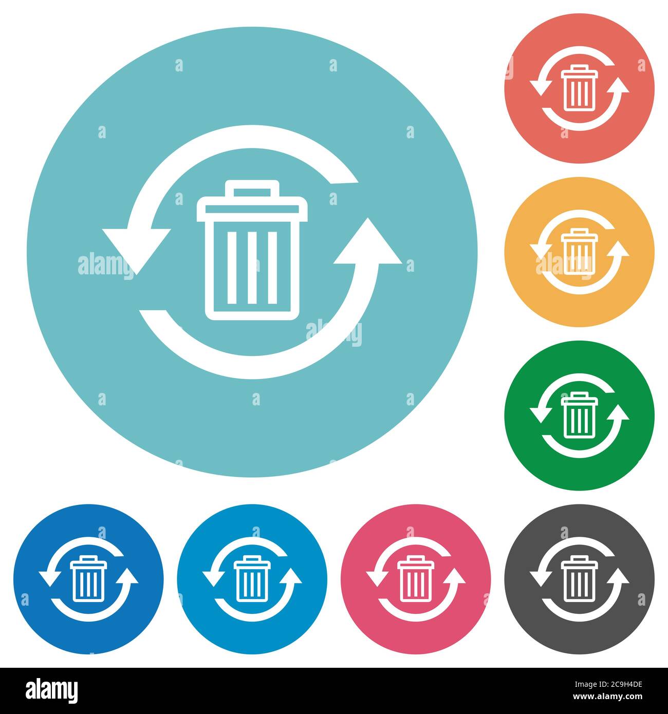 Undelete flat white icons on round color backgrounds Stock Vector Image ...