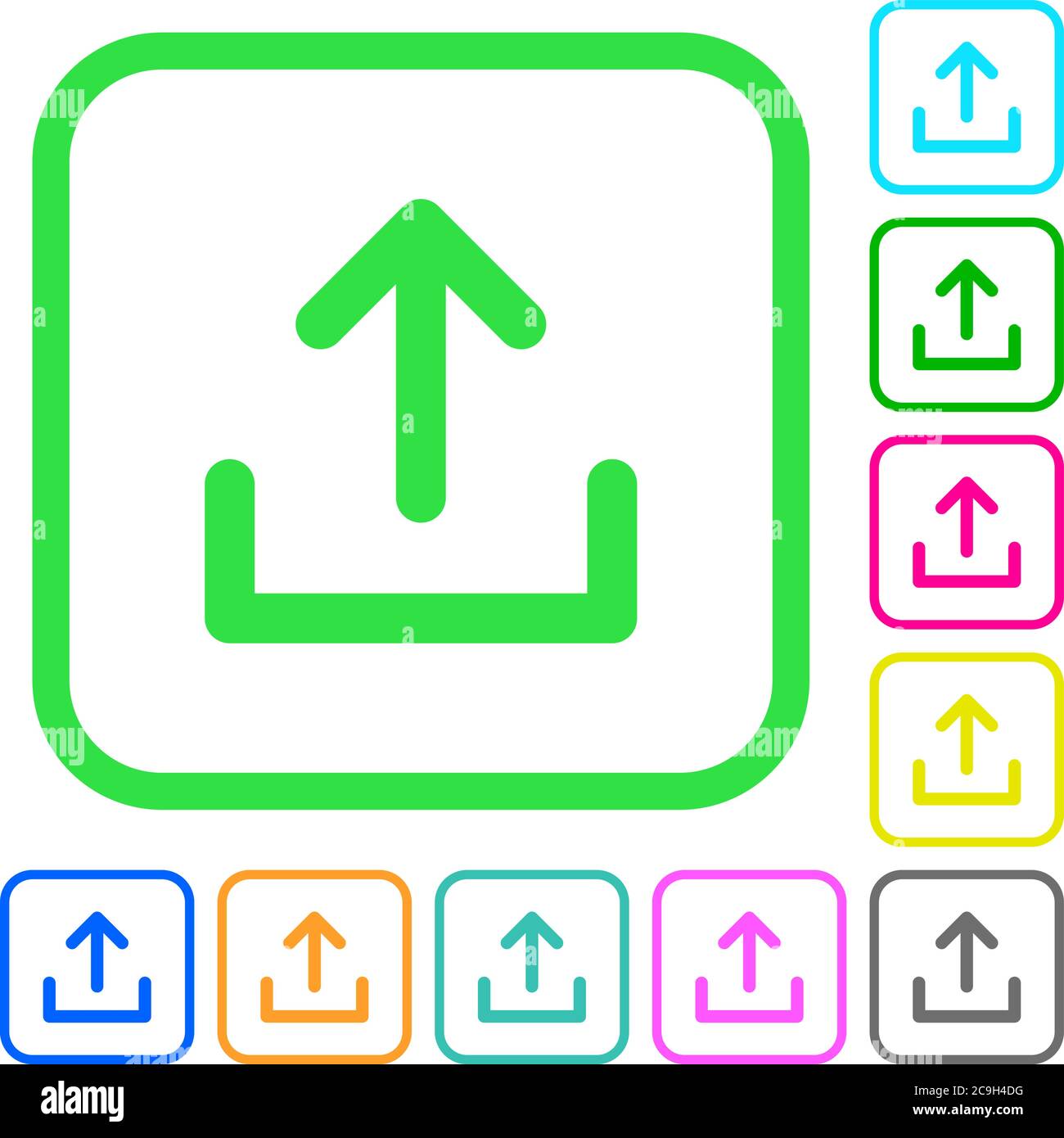 Upload symbol vivid colored flat icons in curved borders on white ...