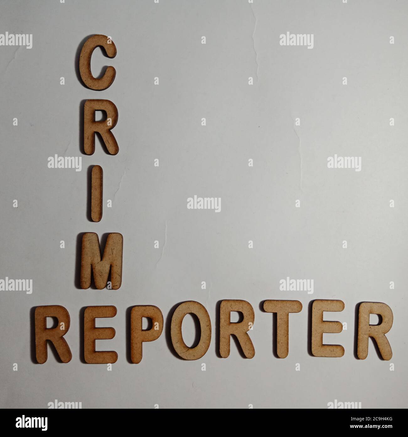 Crime reporter cross word business terminology presented on white ...