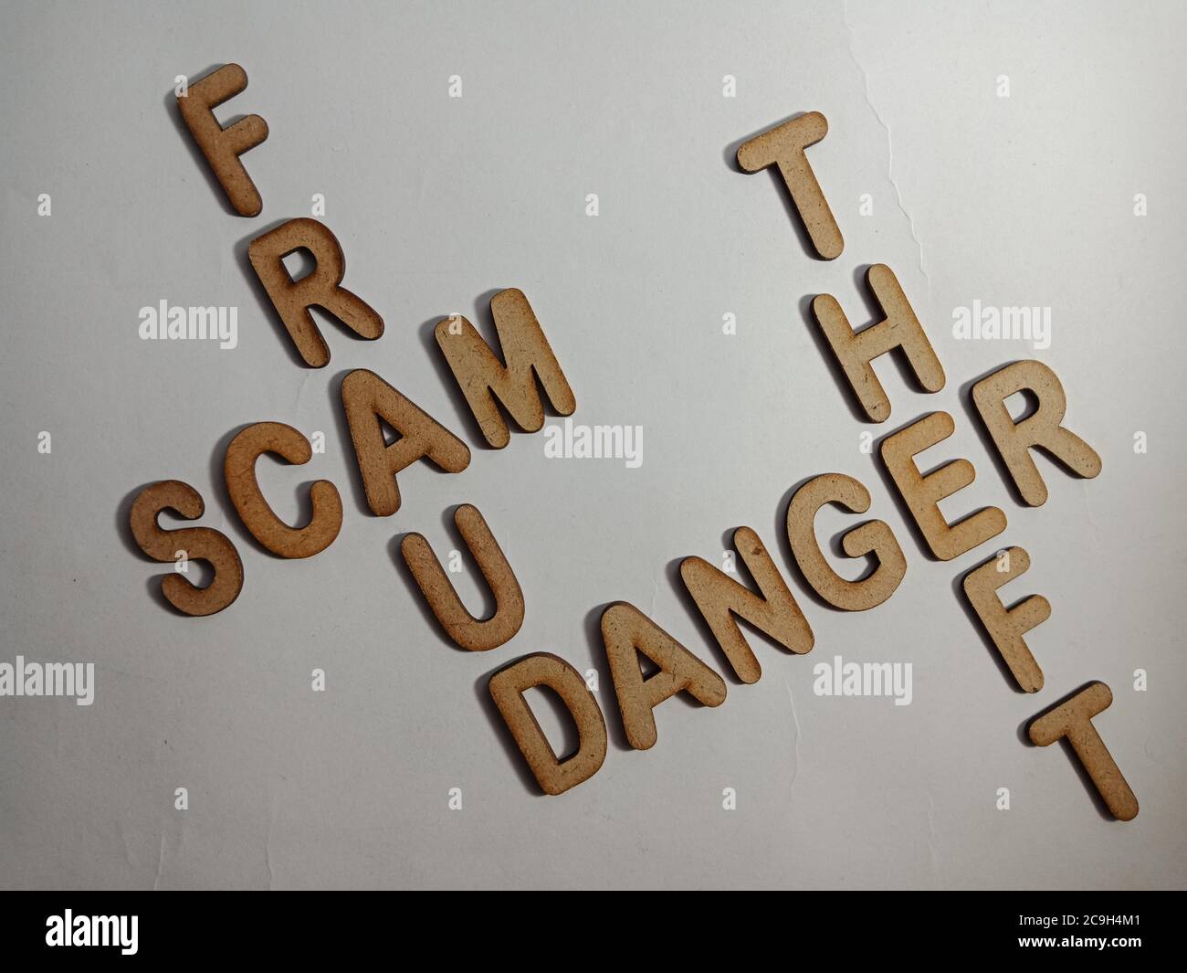Fraud scam danger theft cross word business terminology presented on ...