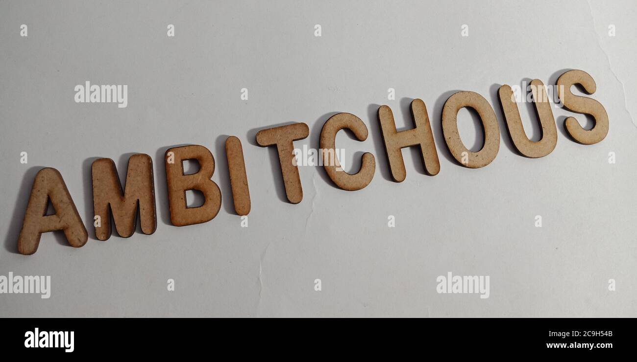 Ambitchous latest vocabulary presented on white paper texture with ...