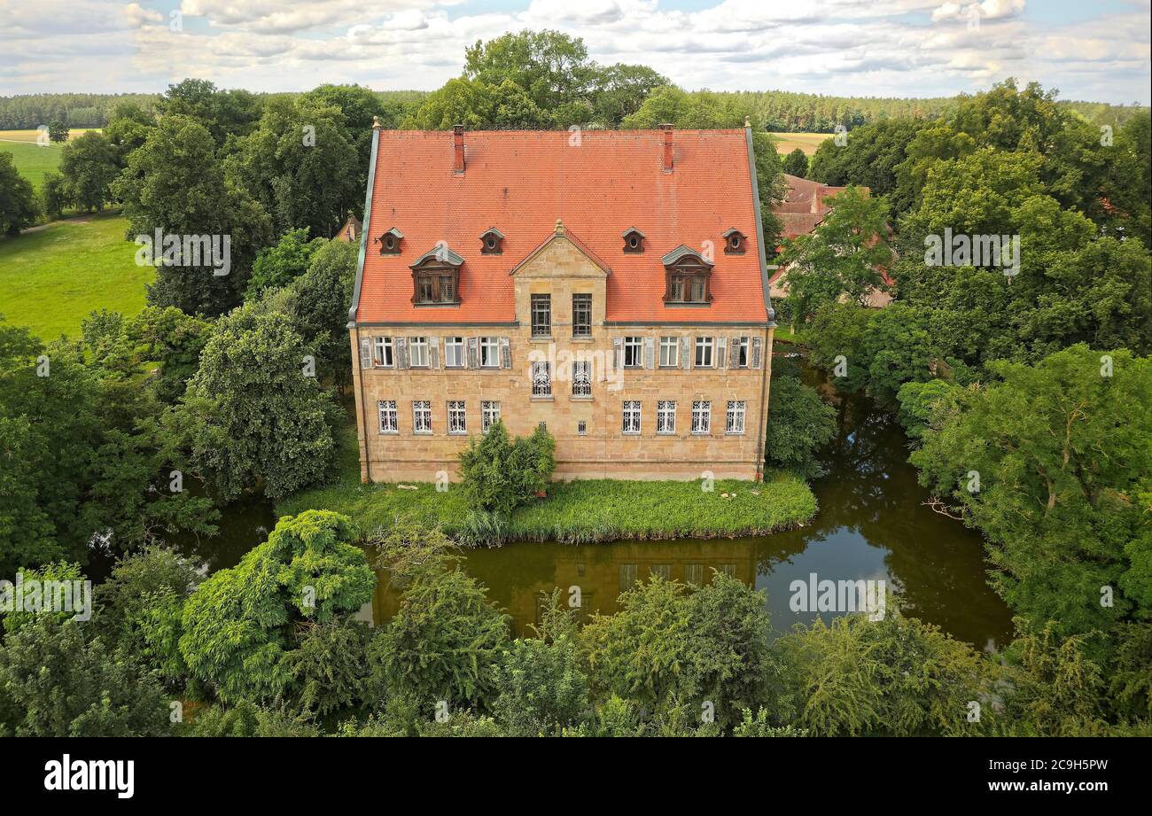 Moated castle Duerrenmungenau, Historism, built 1720-1725 ...