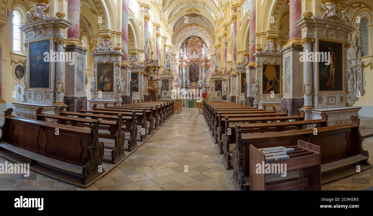 Monastery church Ebrach, panorama, interior view, Ebrach, Germany Stock ...