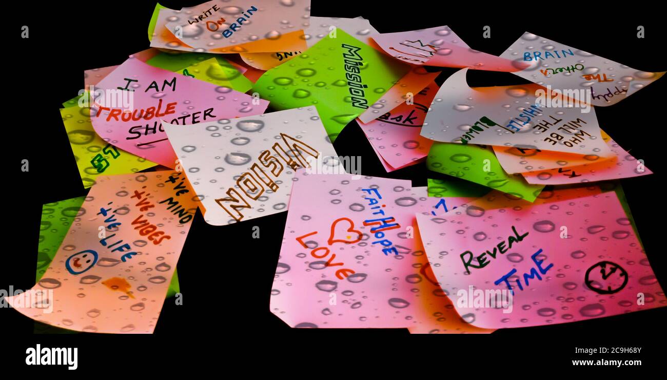 Multiple communication word with hand written concept on colorful paper ...