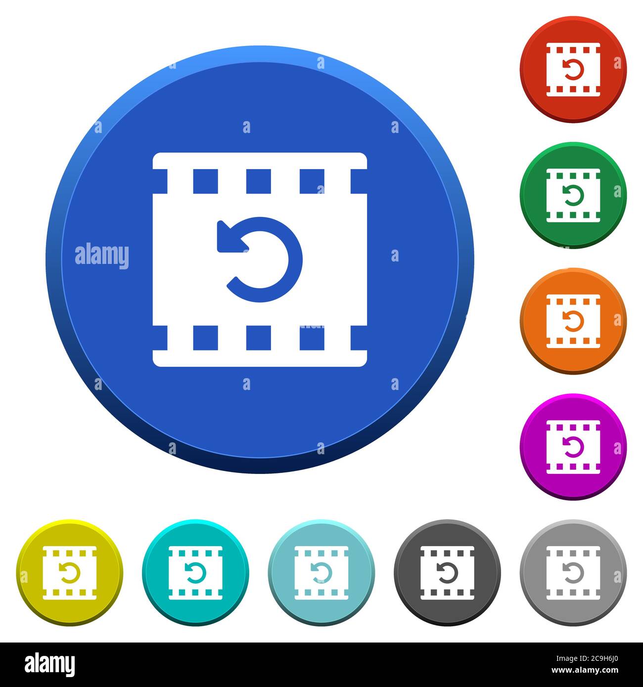 Undo movie changes round color beveled buttons with smooth surfaces and ...