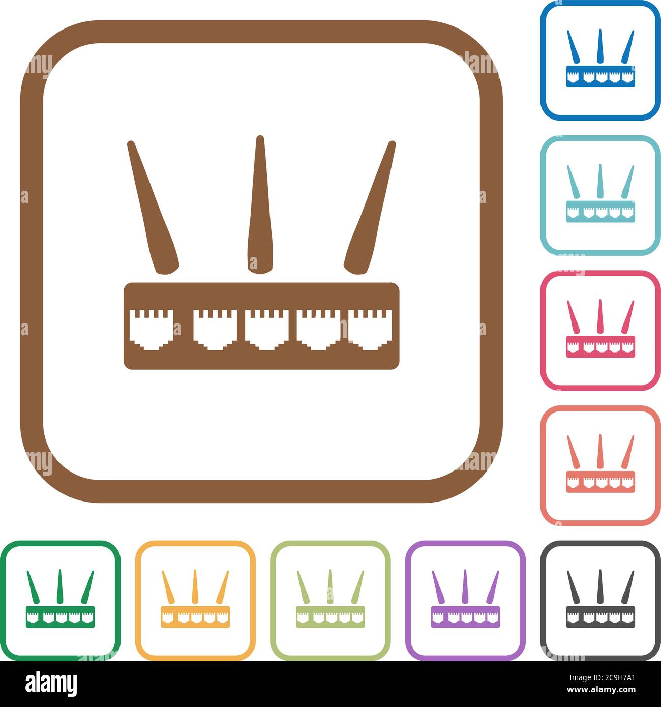 Wireless router simple icons in color rounded square frames on white background Stock Vector ...