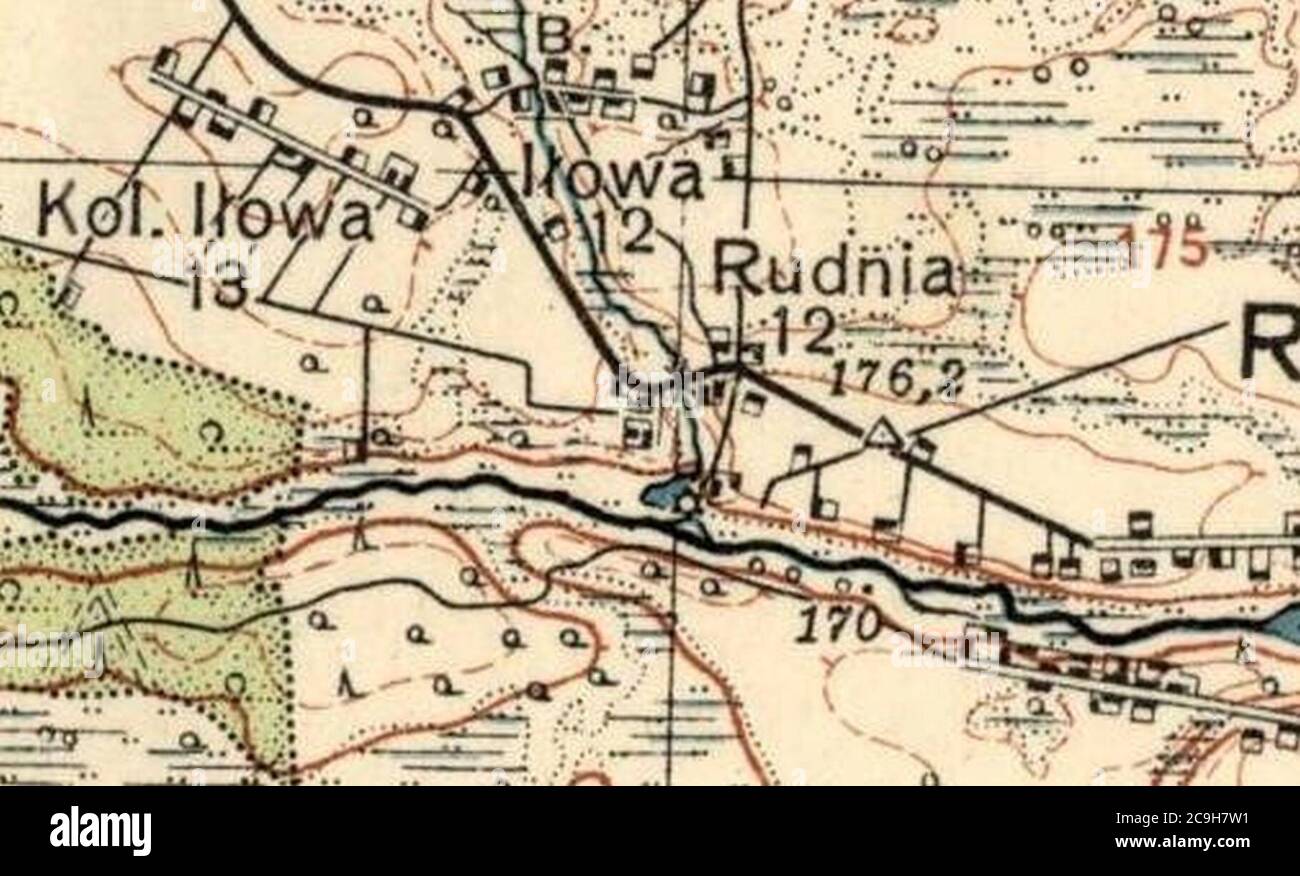 Iłowa Iłowa Kolonia i Rudnia - mapa WIG (1933 Stock Photo - Alamy