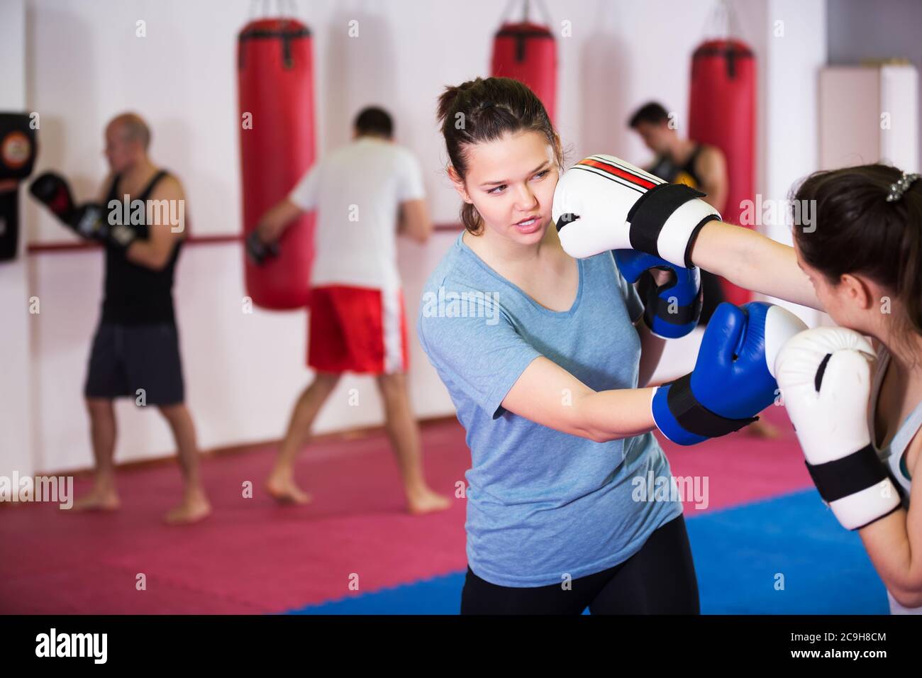 Portrait two sport girl boxing hi-res stock photography and images - Alamy