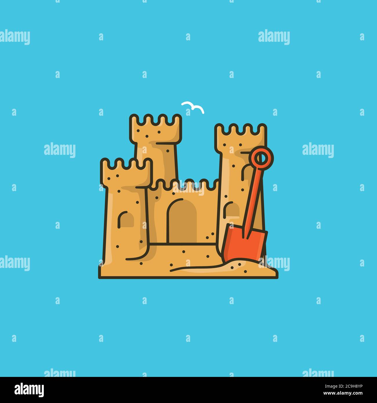Sandcastle vector illustration for Sandcastle Day on August 1st. Beach ...