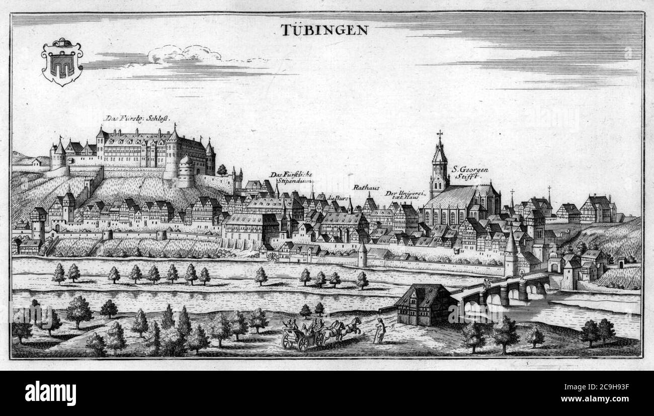 J Stridbeck - Tübingen von Süden Kupferstich ca.1700 Stock Photo - Alamy