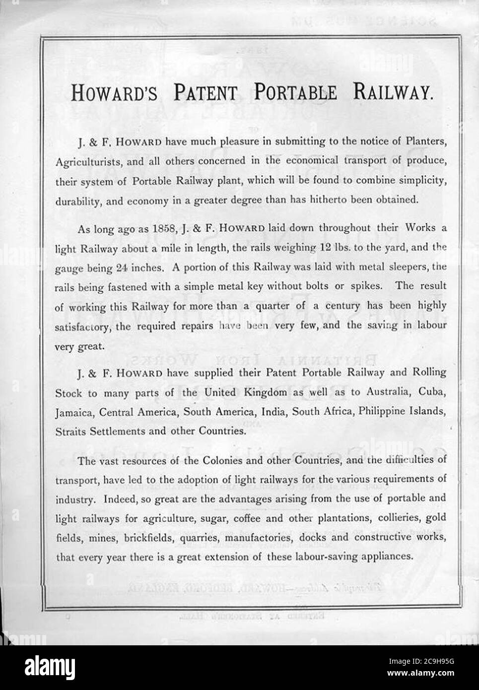 J&F Howard Catalogue 1887 004 Stock Photo - Alamy