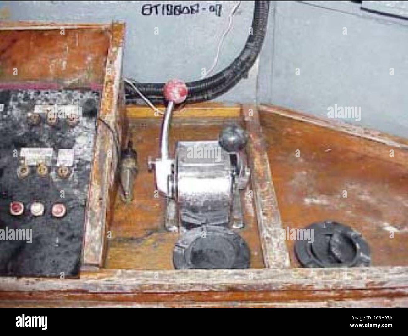 J W WESTCOTT II Pilothouse console after salvage closeup Stock Photo ...