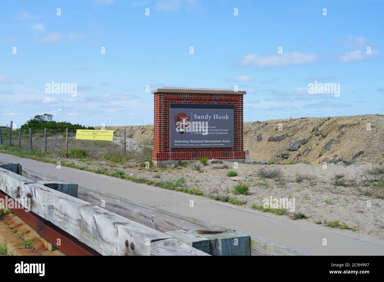 SANDY HOOK, NK –16 JUL 2020- View of the National Park Service sign for ...