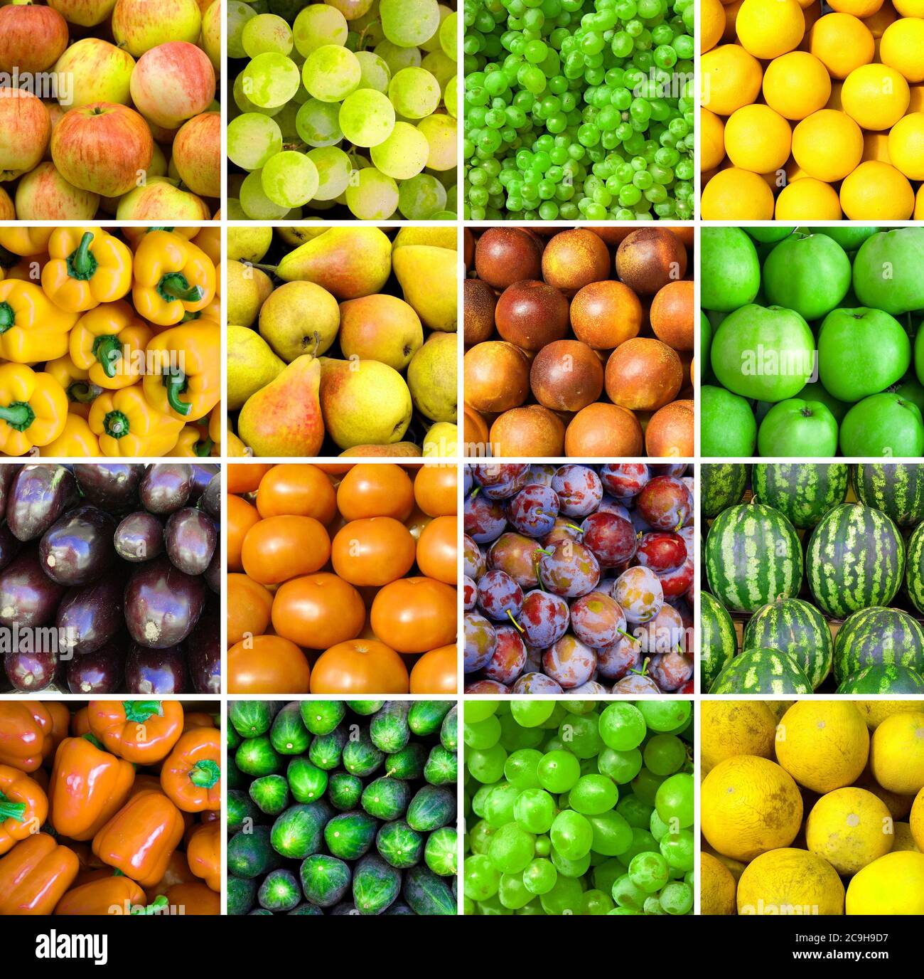 Squares of ripe fruit and vegetables Stock Photo - Alamy