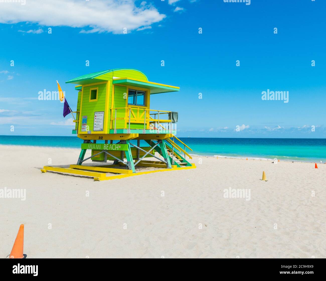 Colorful lifeguard tower in Miami Beach. Southern Florida, USA Stock ...