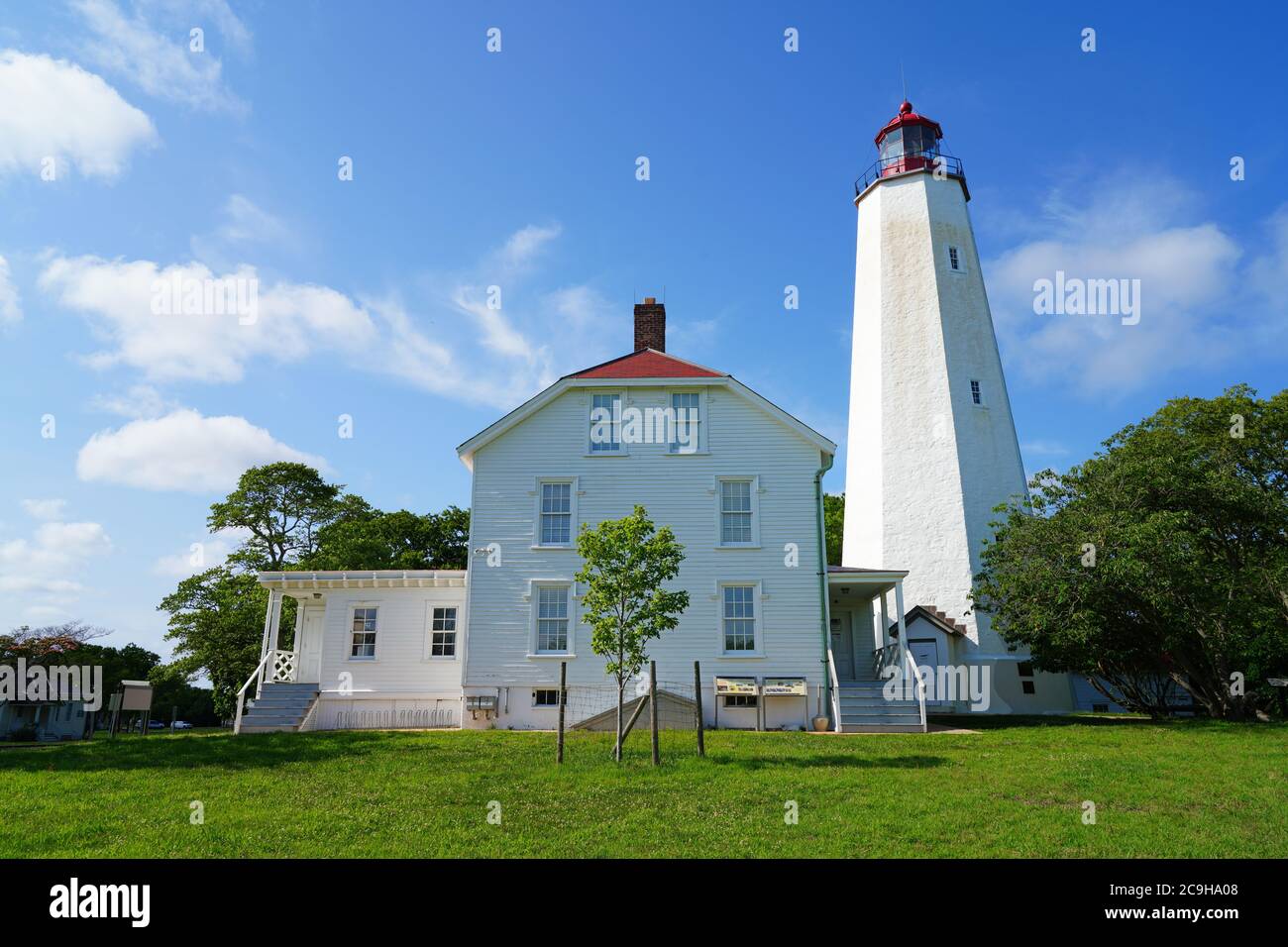 SANDY HOOK, NK –16 JUL 2020- View of the historic Sandy Hook Lighthouse ...