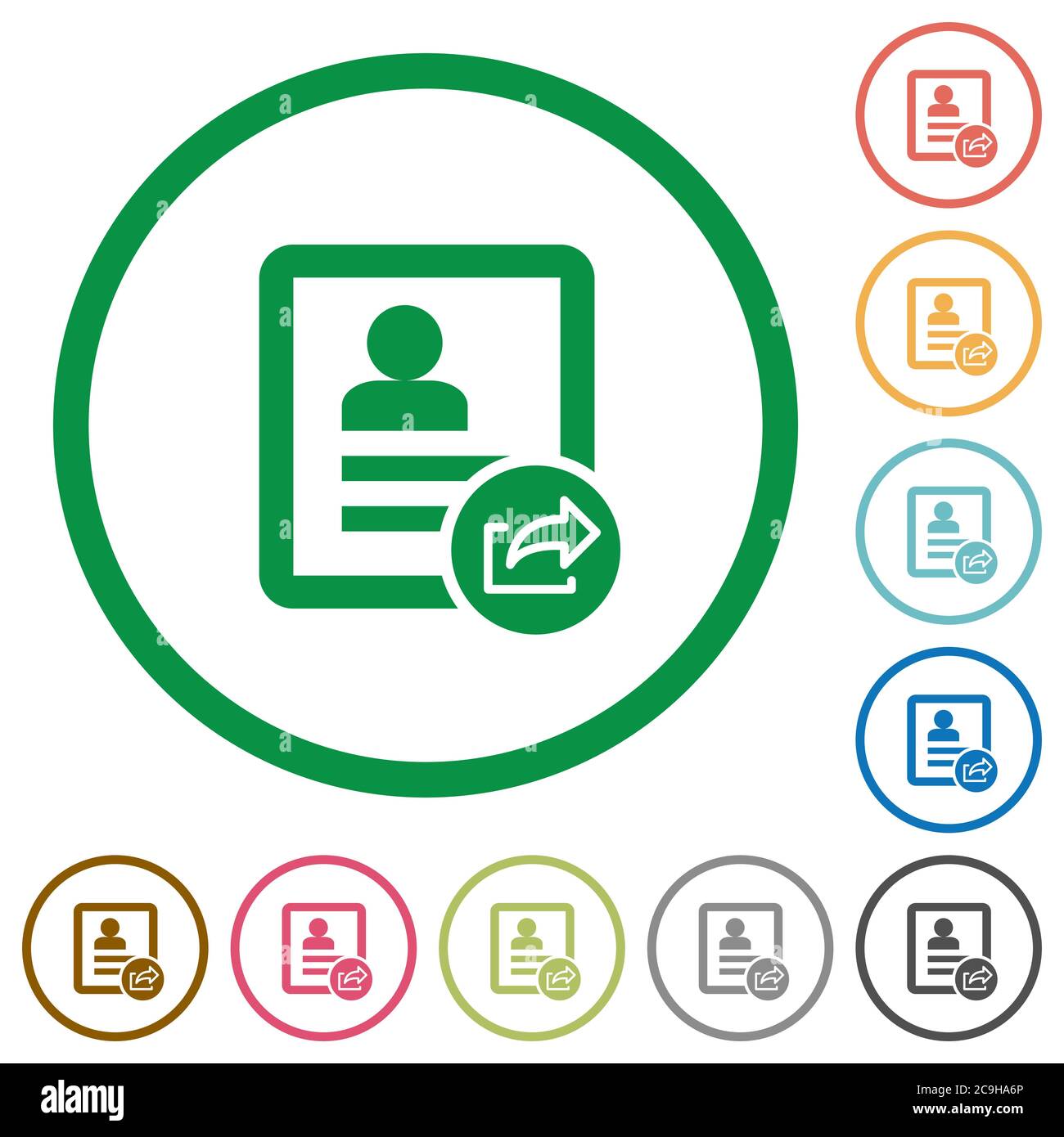 Export contact flat color icons in round outlines on white background ...