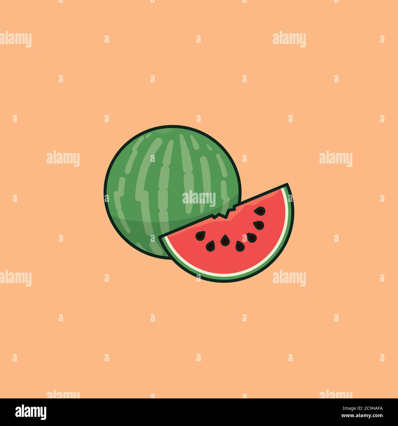 Whole watermelon and piece vector illustration for Watermelon Day on ...