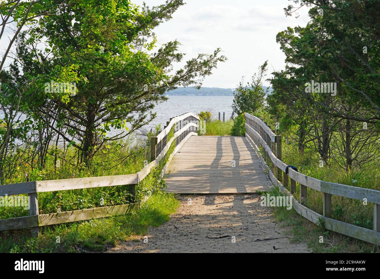 SANDY HOOK, NK –16 JUL 2020- Landscape view of the beach on the Sandy ...